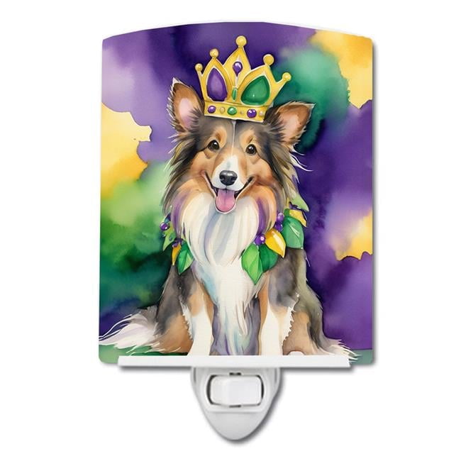 6 x 4 in. Sheltie King of Mardi Gras Ceramic Night Light - Walmart.com