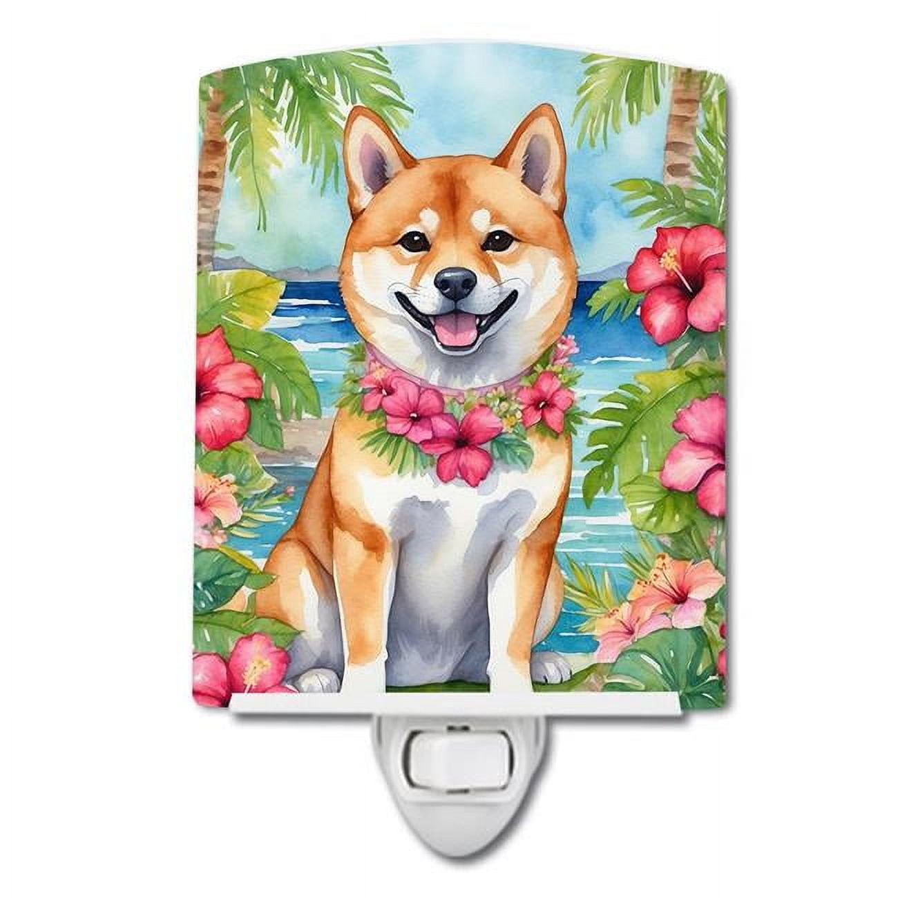 6 x 4 in. Shiba Inu Luau Ceramic Night Light - Walmart.com