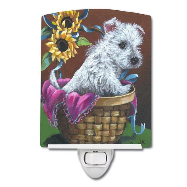 6 x 4 in. Westie Zoe & Sunflowers Ceramic Night Light - Walmart.com
