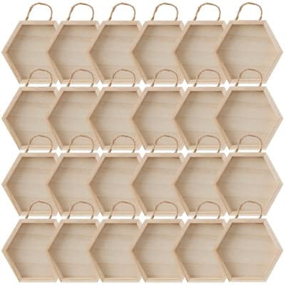 Make Market Unfinished Wooden Hexagon Shadow Box 6” x 5” - Ready-to ...
