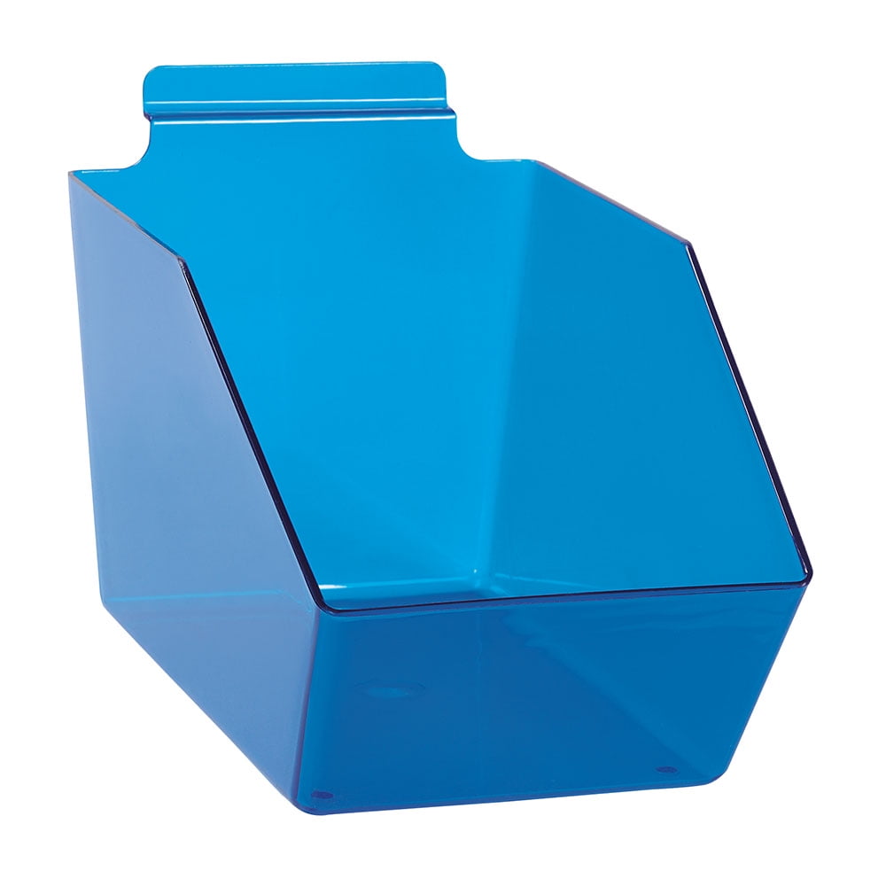 6 x 5 ½ x 9 ½ inch Clear Blue Plastic Dump Bin - For Slatwall - Set of ...