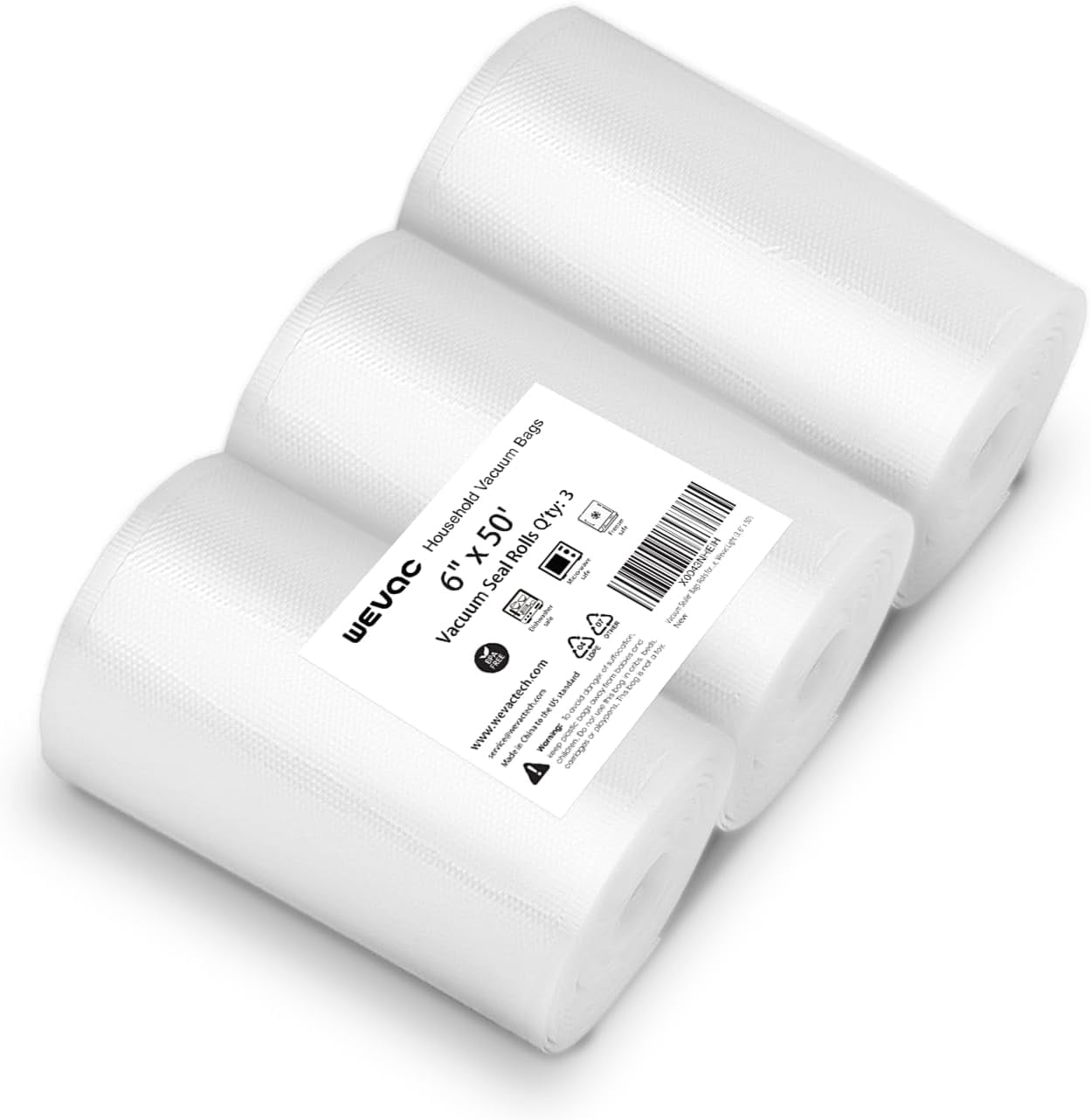 6" x 50' 3 Rolls, Vacuum Sealer Rolls Bags for Food, Great for Food ...