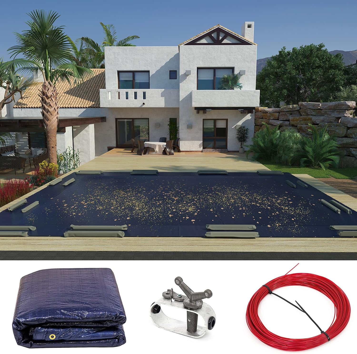 6' x 53' Premium Rectangle Navy Blue Winter Swimming Pool Cover Tarp ...