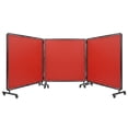 6' x 6' 3-Panel Welding Screen with Frame, Flame-Resistant Red Vinyl ...