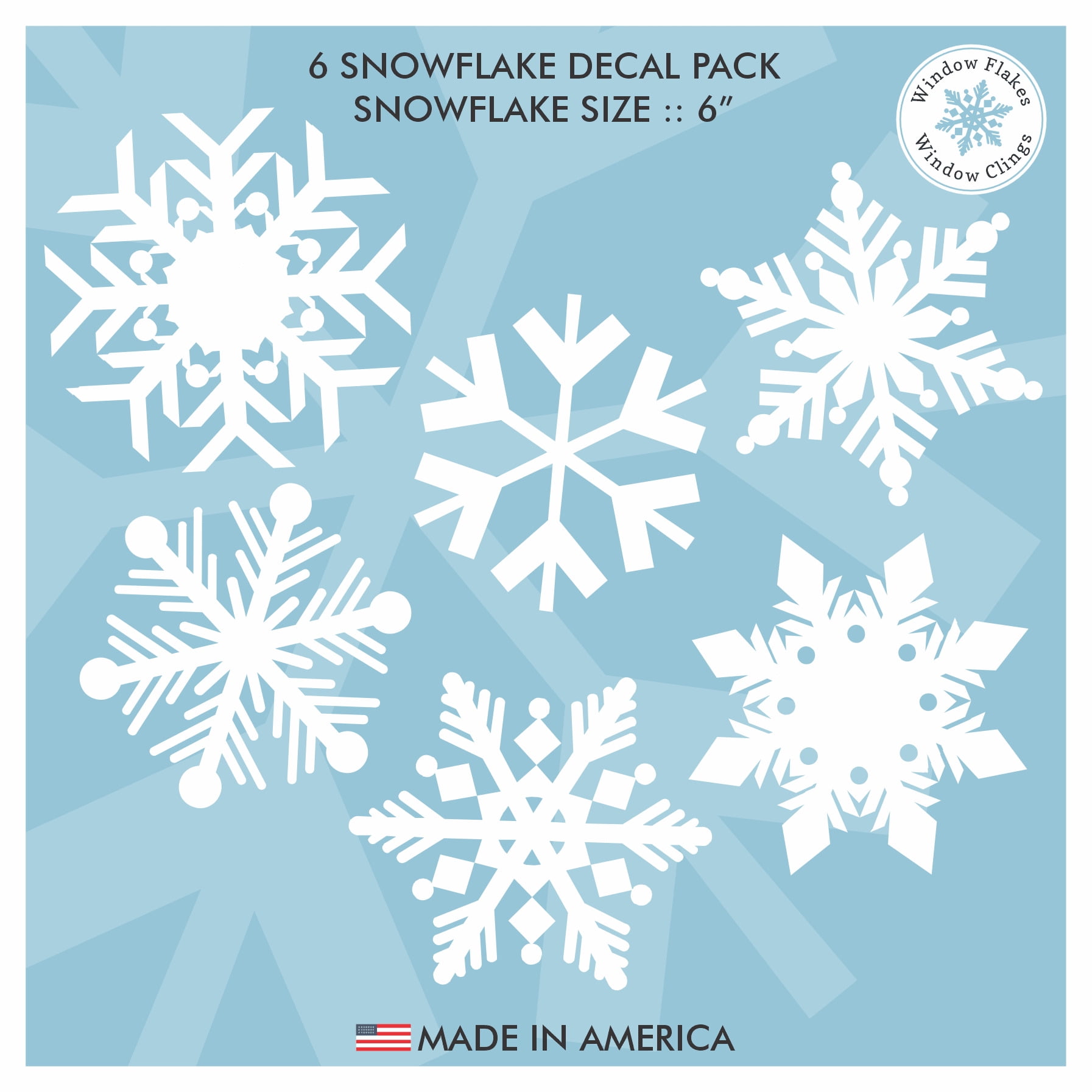6 x 6" Christmas Snowflake Window Cling Decals. Vinyl Snowflake Home Decor Decorations for ...