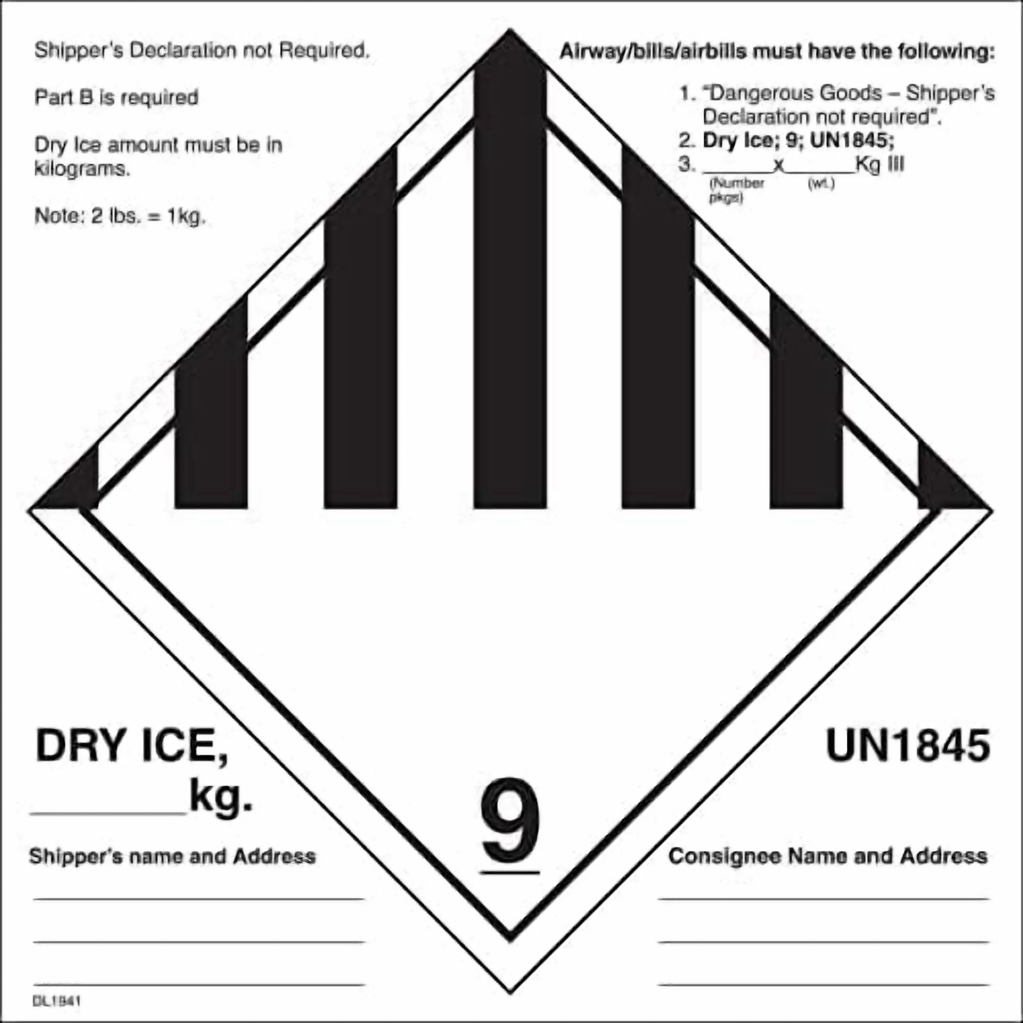6 x 6 Dry Ice UN1845 Labels (500 per Roll)$$Tools & Hardware Other ...