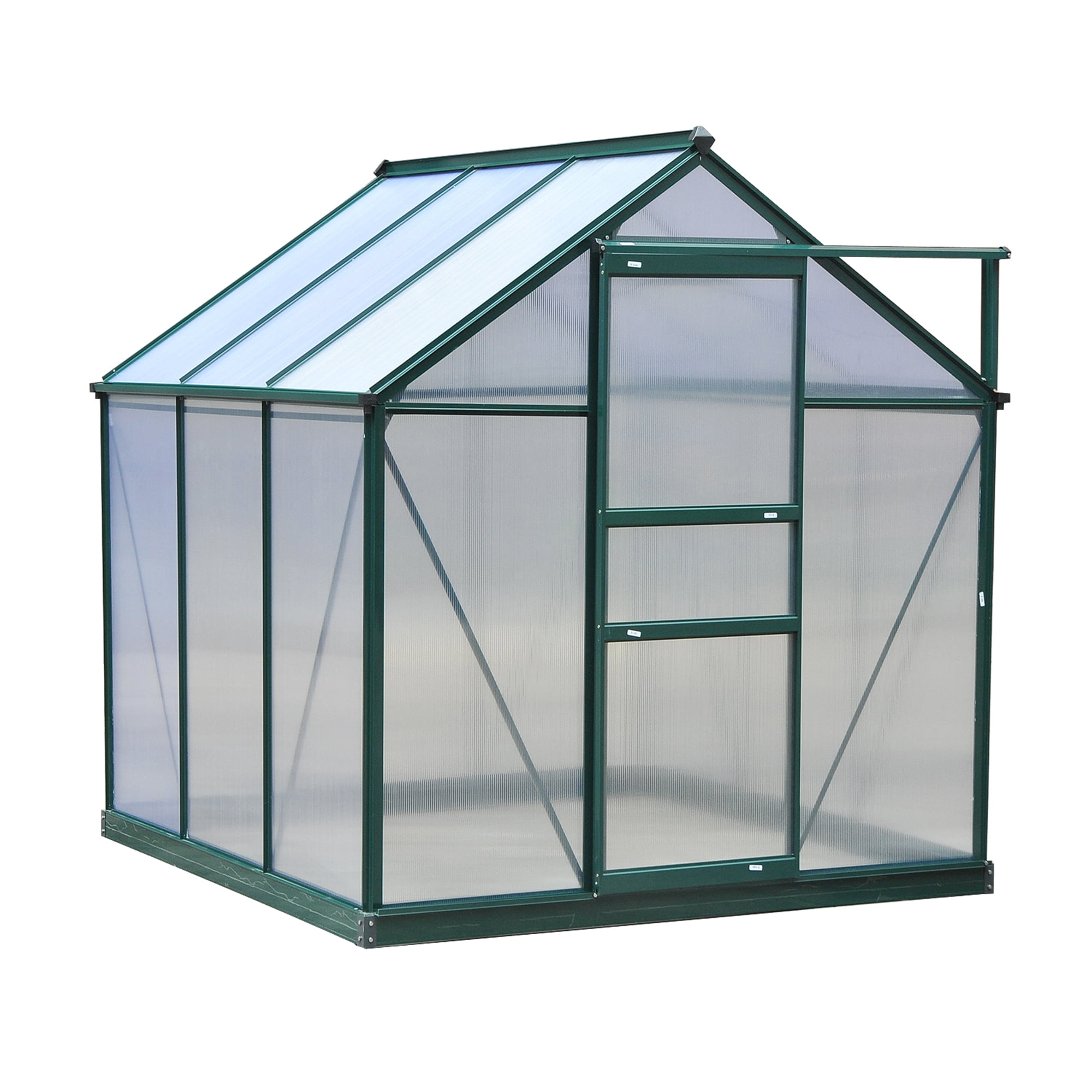 6' x 6' Greenhouse for Outdoors, Polycarbonate Greenhouse with Rain ...