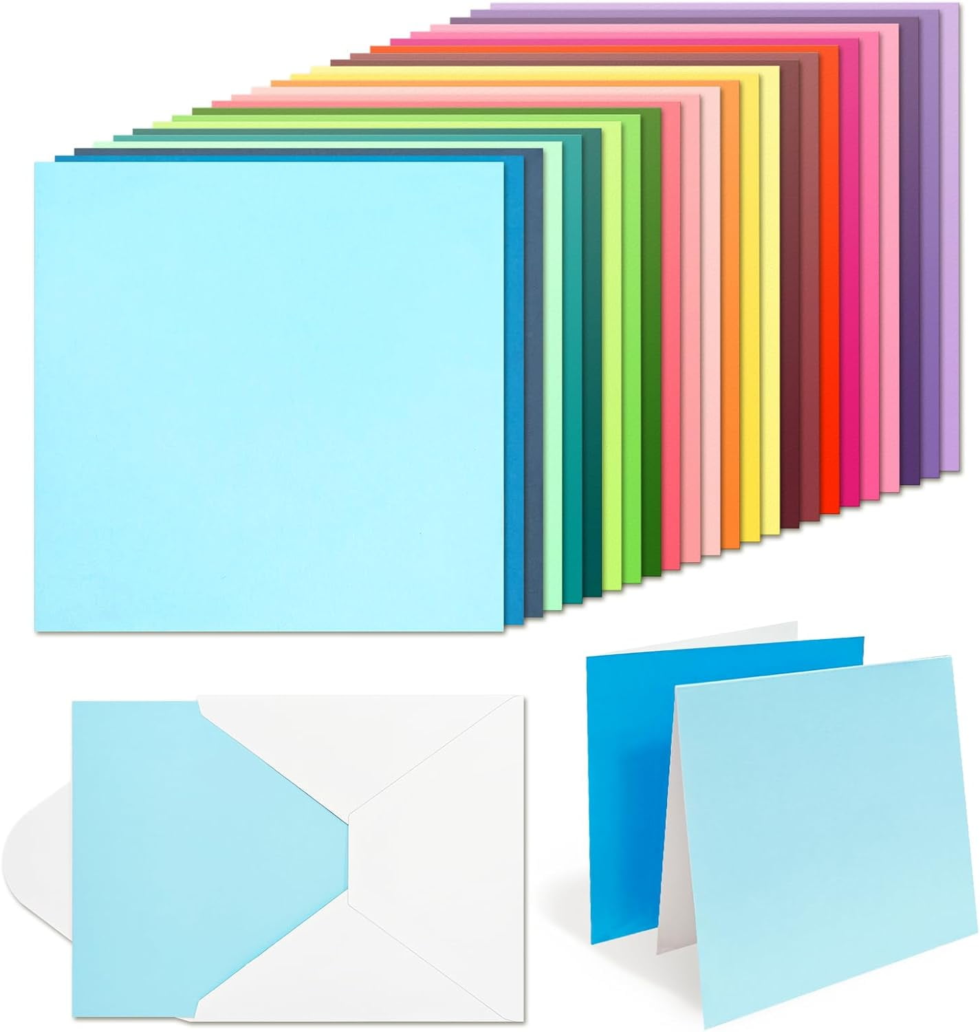 6 x 6 Inch Sqaure Blank Cards with Envelopes 100LB Folded Greeting ...