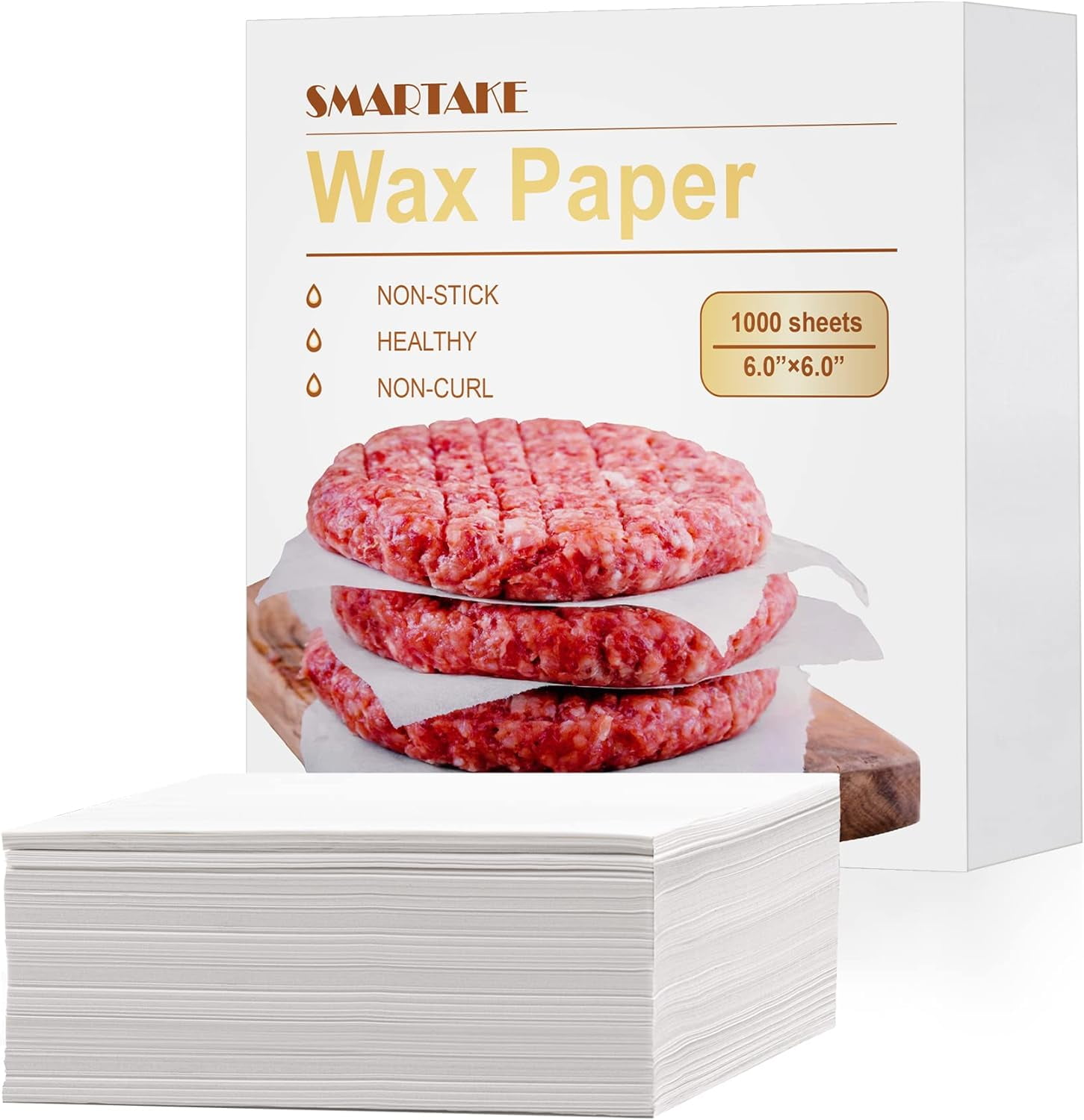 6 x 6 Inches Wax Paper for Food, 1000 Pcs Non-Stick Hamburger Patty ...
