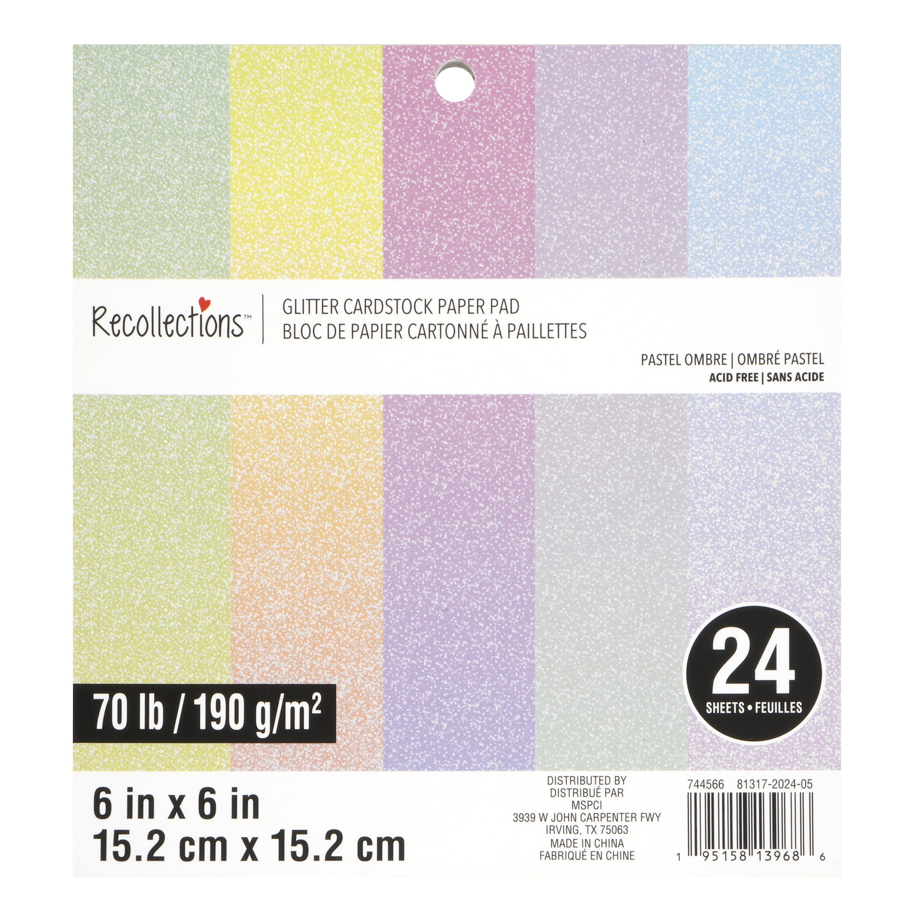 6" x 6" Pastel Ombre Glitter Cardstock Paper by Recollections - Acid ...