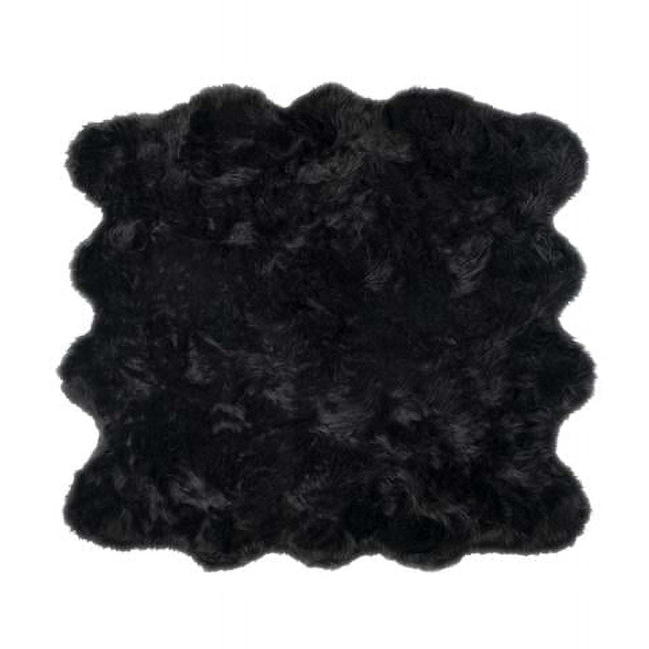 6 x 6 ft. Black Faux Fur Washable Non Skid Area Rug - Black - 6' X 6 ...