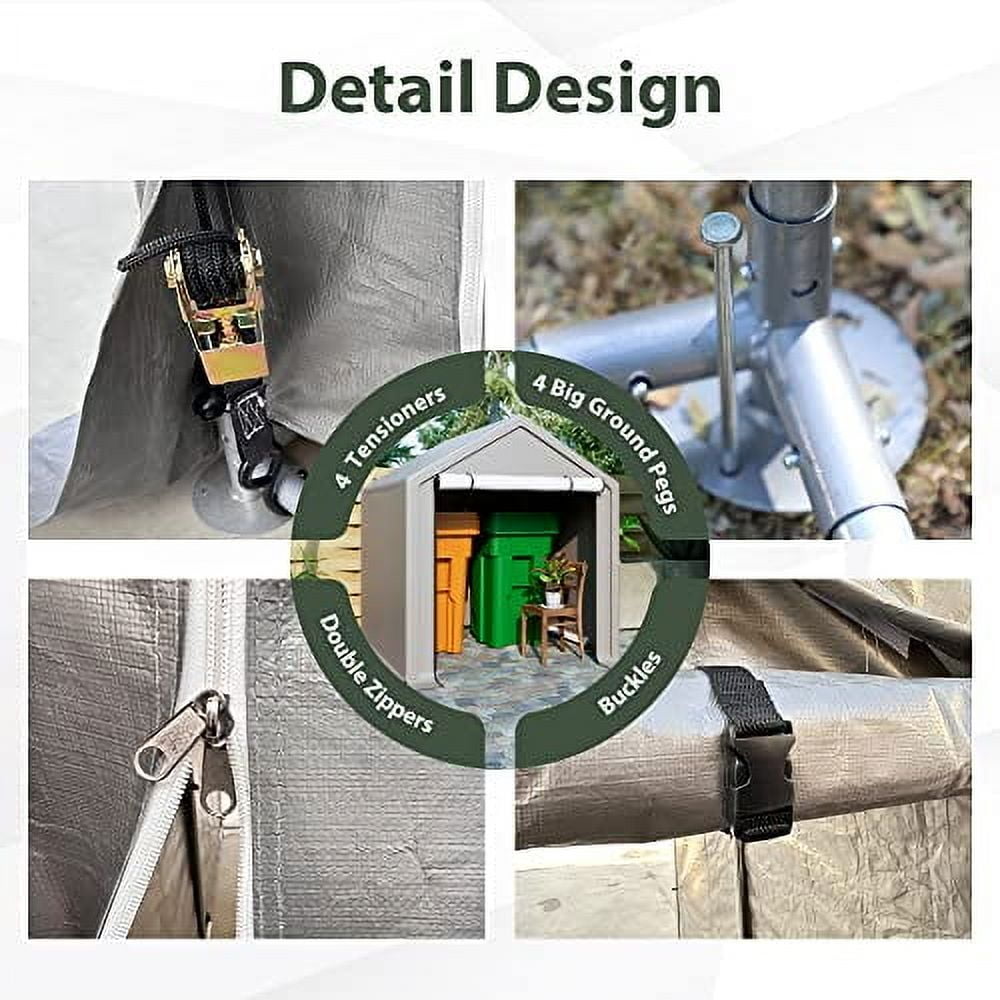 6 x 6 ft Portable Outdoor Storage Tent Shelter Shed, Heavy Duty Storage ...