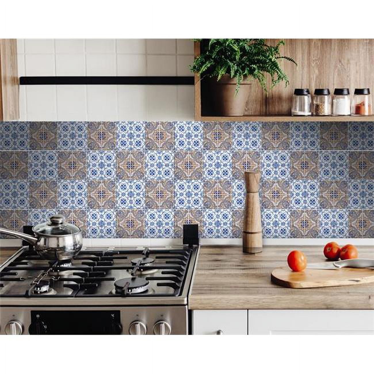 6 x 6 in. Blue & Muted Taupe Peel & Stick Tiles - Walmart.com