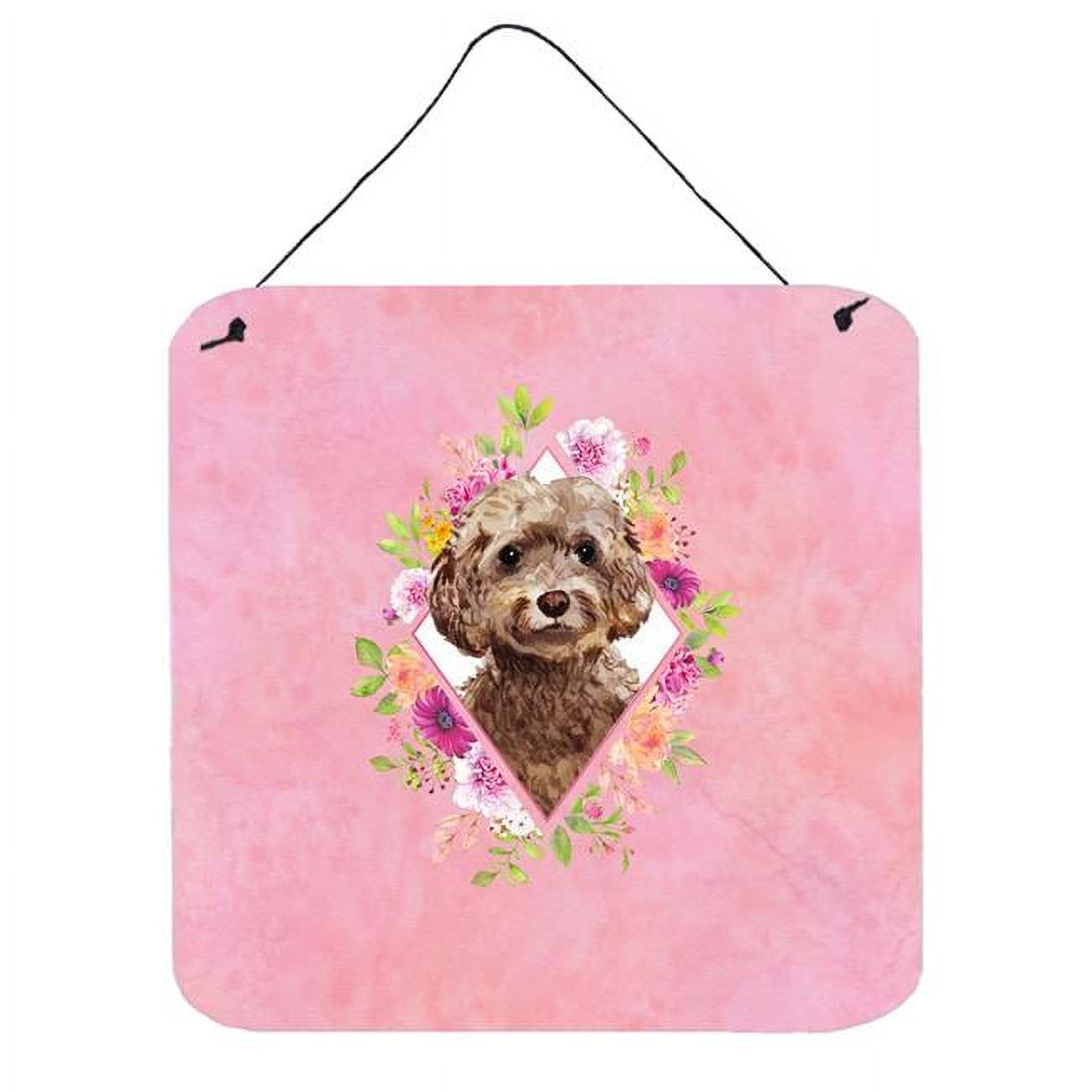 6 x 6 in. Chocolate Cockapoo Pink Flowers Wall or Door Hanging Prints ...
