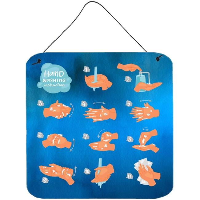 6 x 6 in. Hand Washing Instructions Wall or Door Hanging Prints ...