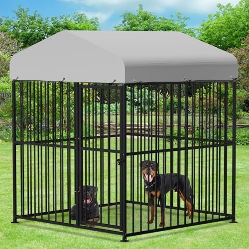 6 x 6 x 6 Ft Large Outdoor Dog Kennel, Heavy Duty Metal Frame Dog Cage ...