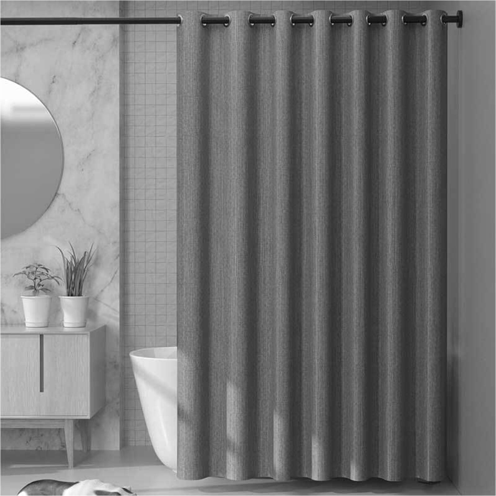 6 X 6ft Solid Shower Curtain With 12 Metal Grommets And Hooks