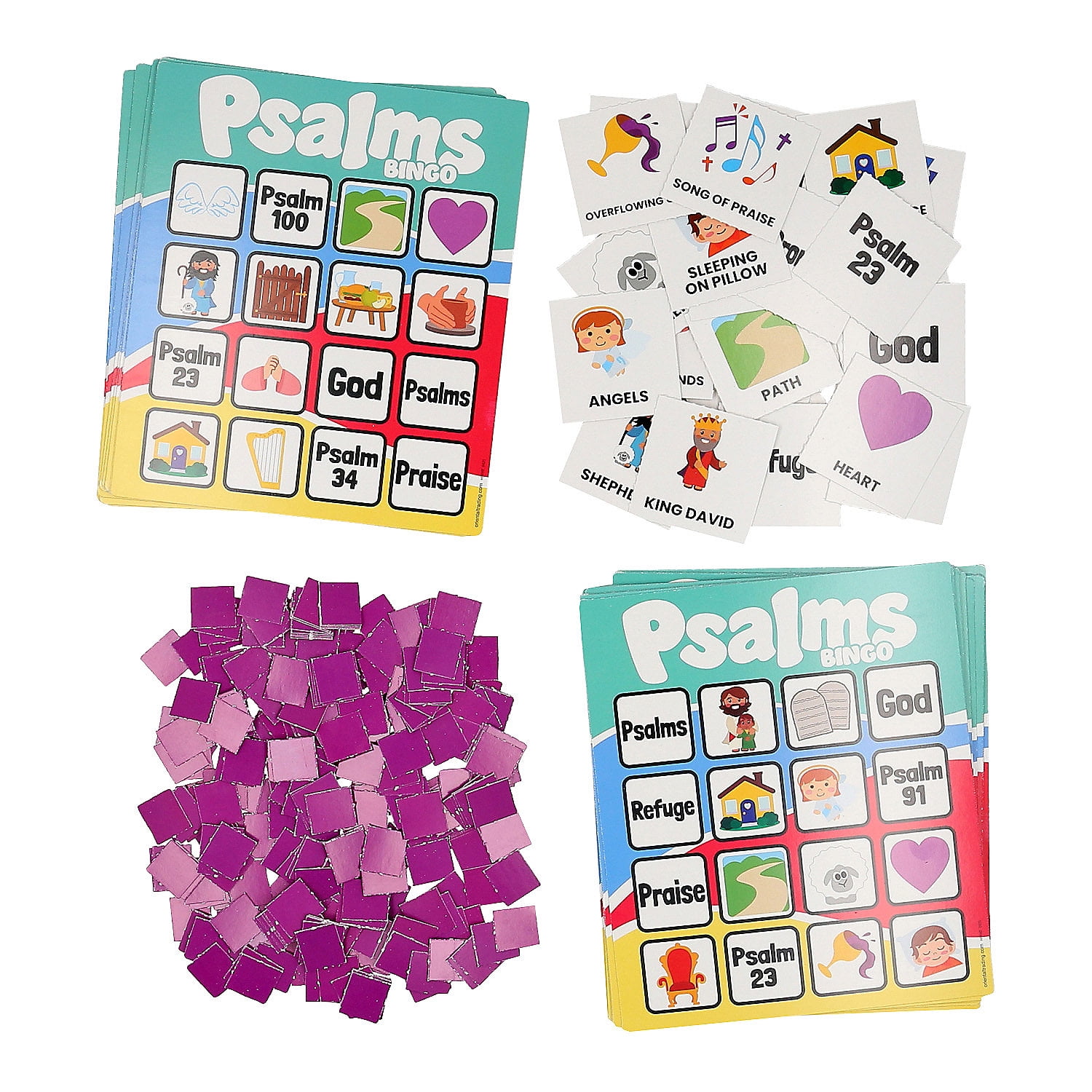 6" x 7" Religious Psalms Bible Story Bingo Game - 48 Pieces - Walmart.com