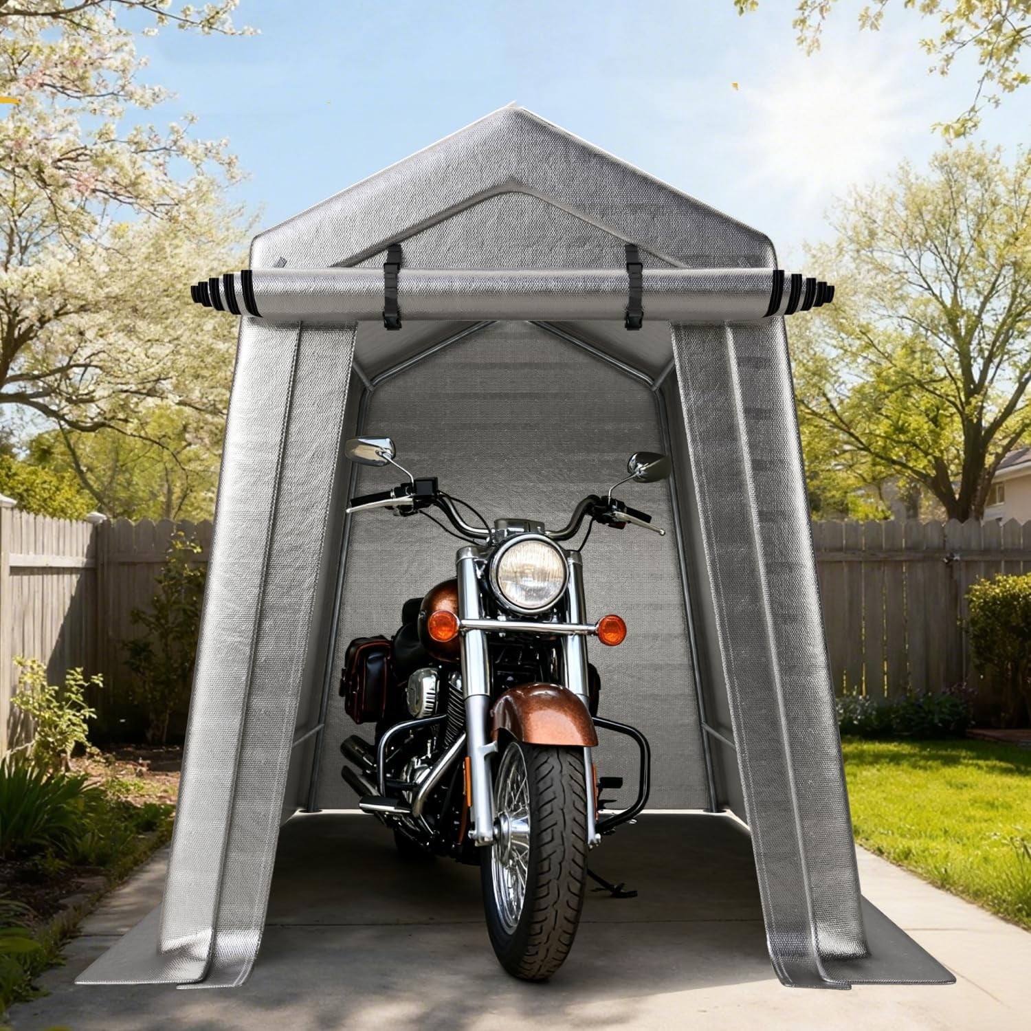 6 x 8 FT Storage Shed, Portable Shed with 220G Heavy Duty PE Tarp, Roll ...