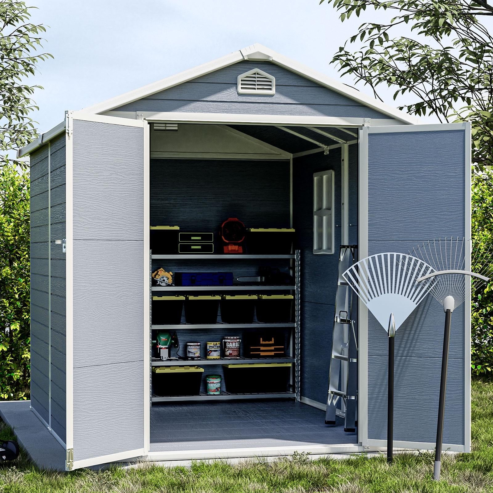Metal Storage Shed 8' X 6' Metal Outdoor Storage Shed – Galvanized ...
