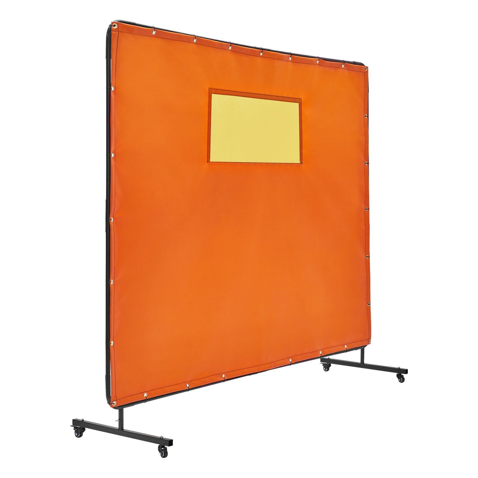 6' x 8' Welding Screen with Frame, Flame-Resistant Yellow Vinyl Curtain ...