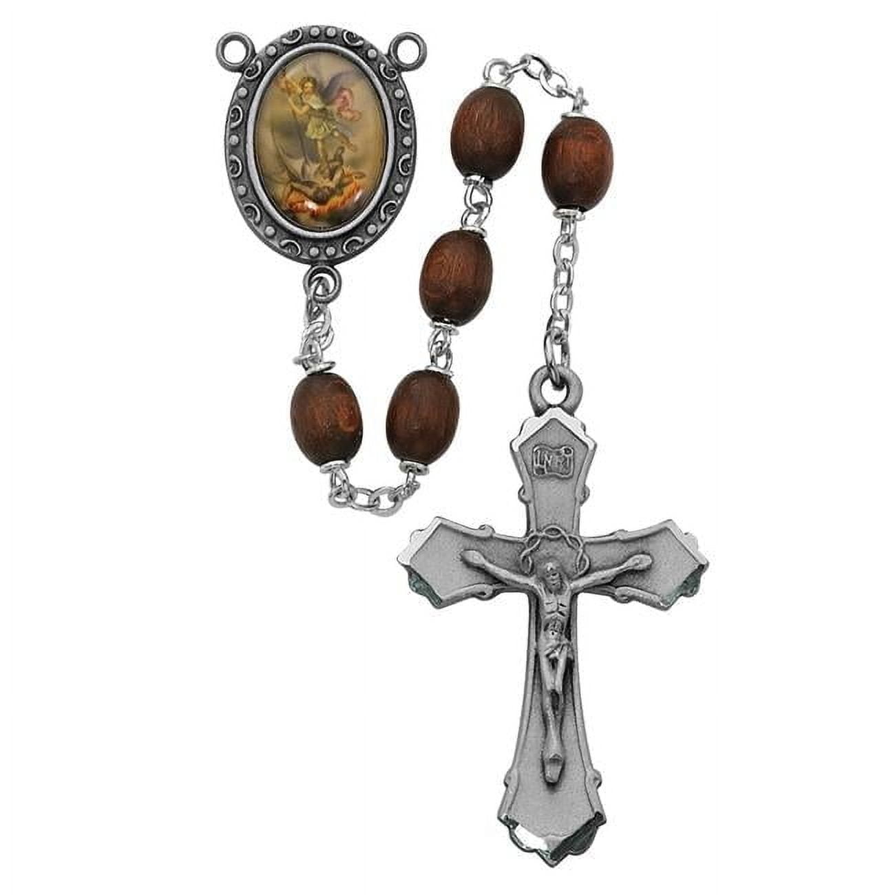 6 x 8 mm St. Michael Cross Rosary Set - Brown - Walmart.com