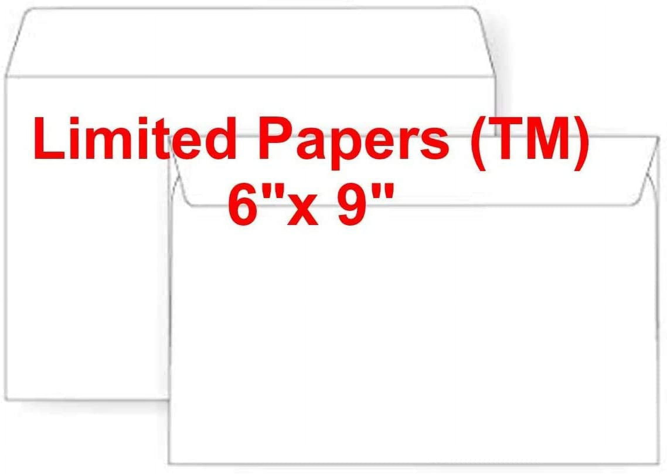 6" x 9" Booklet Envelope - 24# White Wove - Open Side- (6 x 9) - Jumbo ...