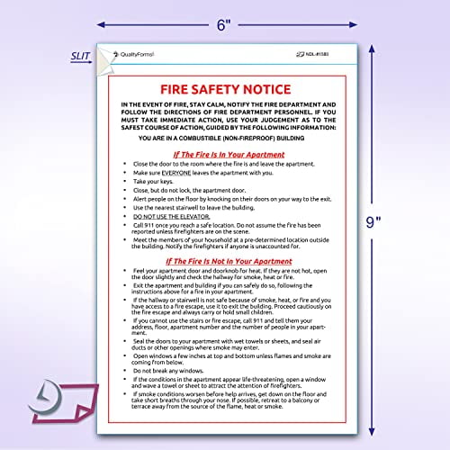 - 6" x 9" Emergency Preparedness Fire Safety Notice White Vinyl ...