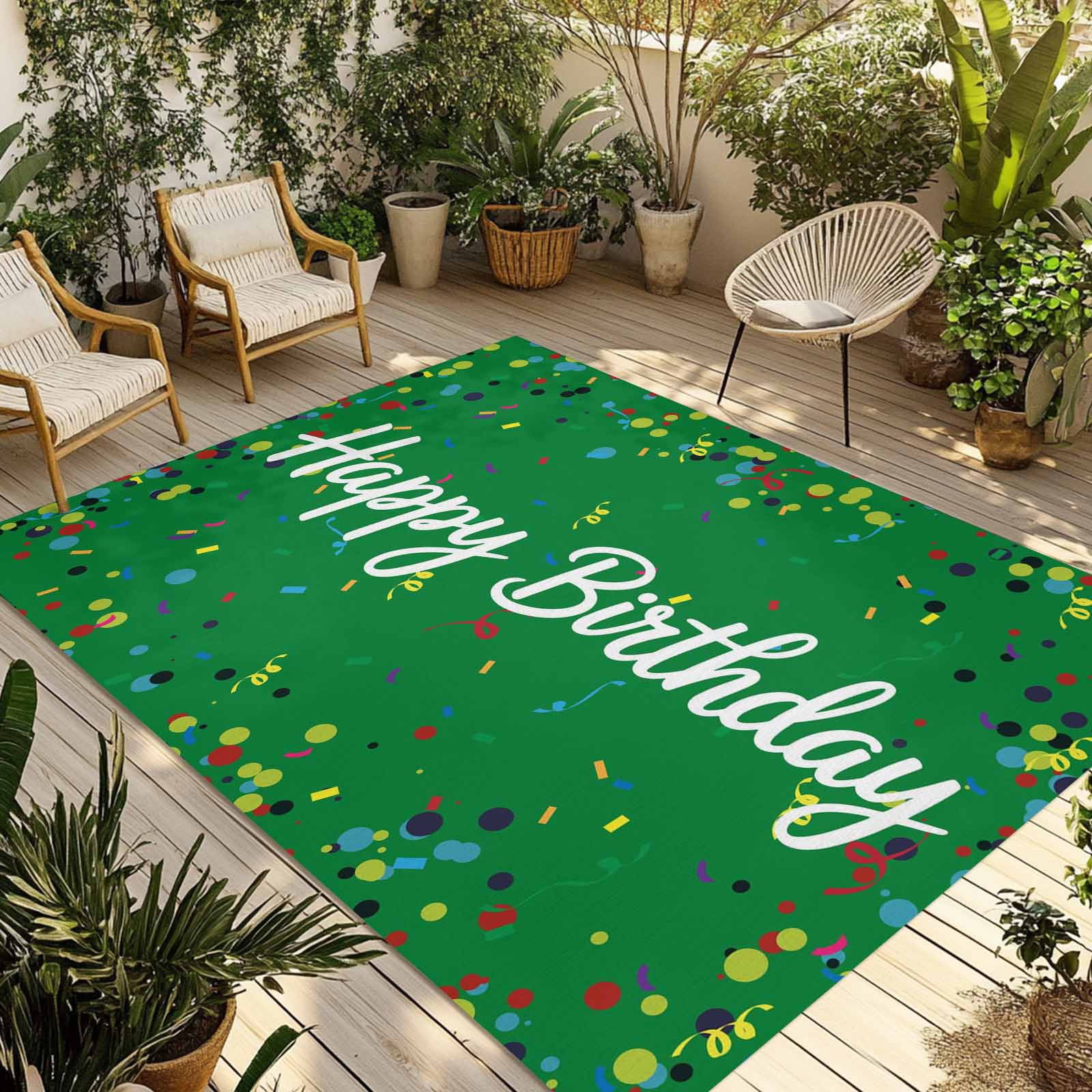 6' x 9' Outdoor Rug, Grass Green Birthday Outdoor Washable Rug Large ...