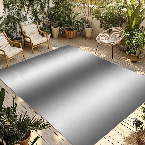 6' x 9' Outdoor Rug, Gray White Ombre Outdoor Washable Rug Large Floor ...