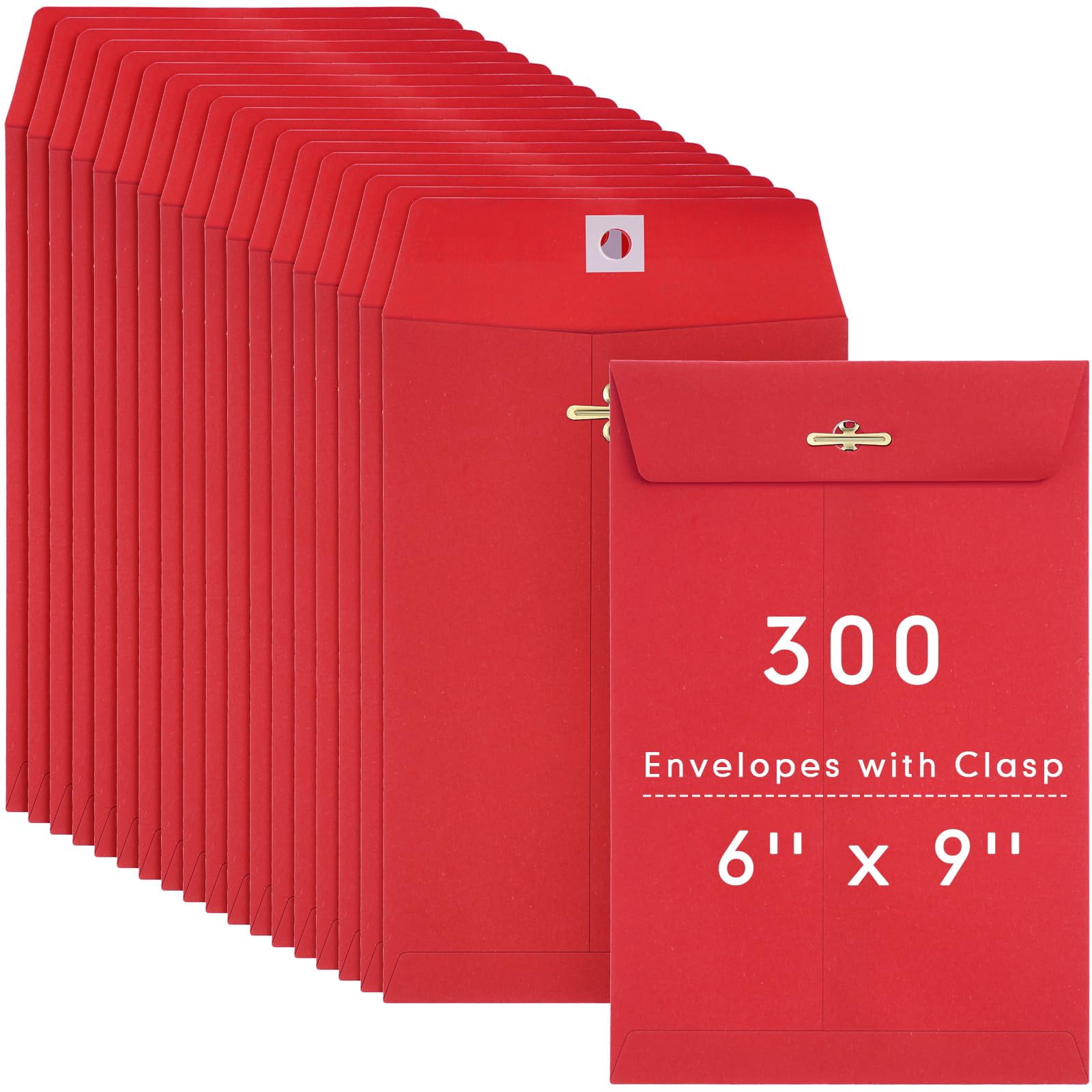 6 x 9 Red Clasp Catalog Envelopes, 300 Count, For Mailing Storing ...