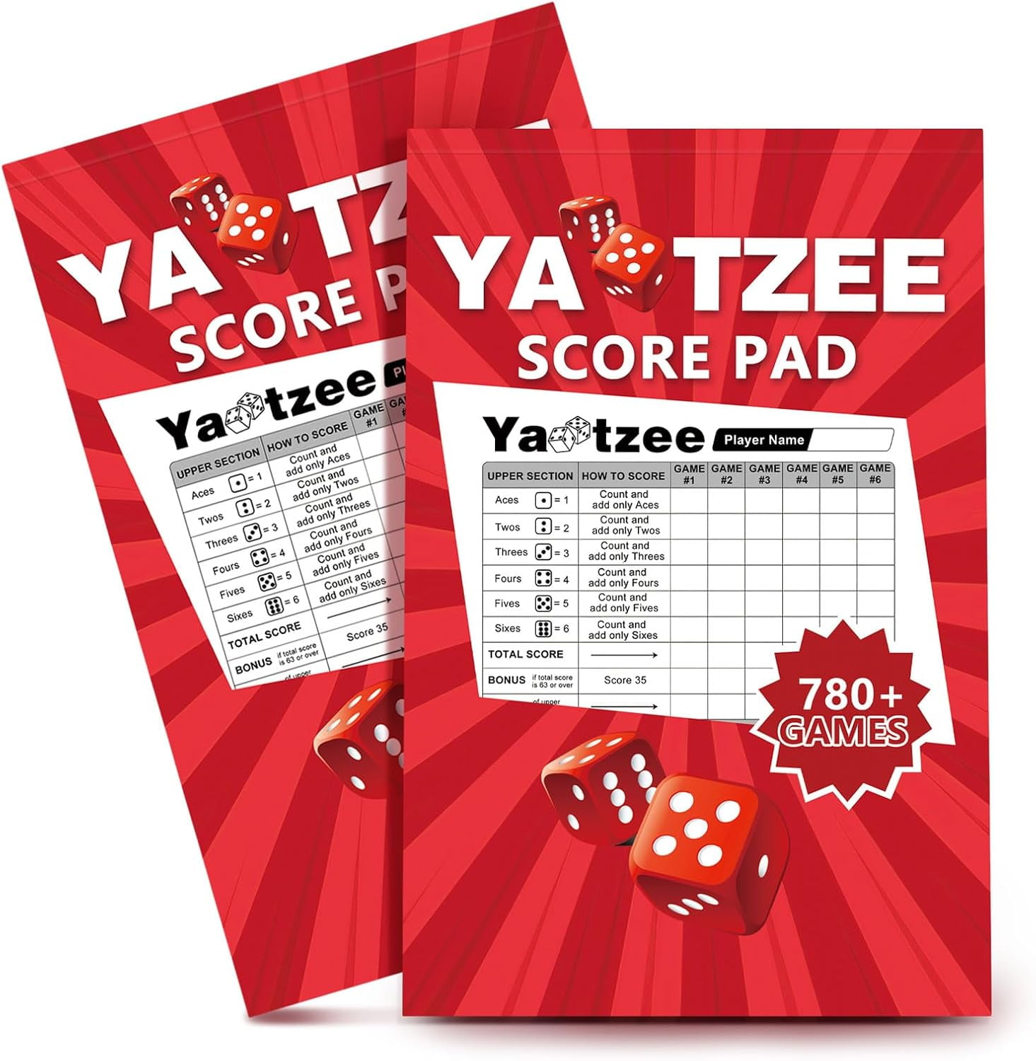 6" x 9" Score Pad for Yahtzee, 130 Sheets Tear Off Score Pages, Large Print 1560+ Score Games ...