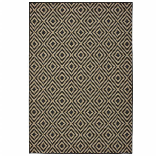 6 x 9 ft. Black Geometric Stain Resistant Indoor & Outdoor Rectangle ...