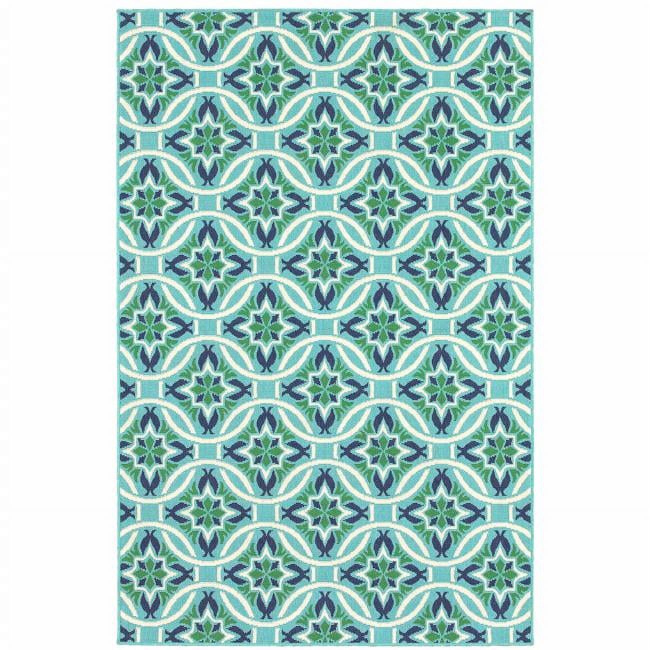 6 x 9 ft. Blue Geometric Stain Resistant Indoor & Outdoor Rectangle ...