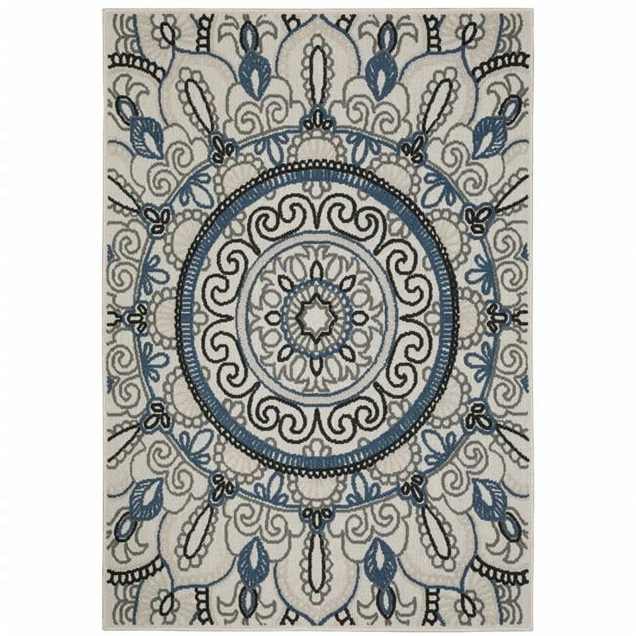 6 x 9 ft. Geometric Stain Resistant Rectangle Indoor & Outdoor Area Rug ...