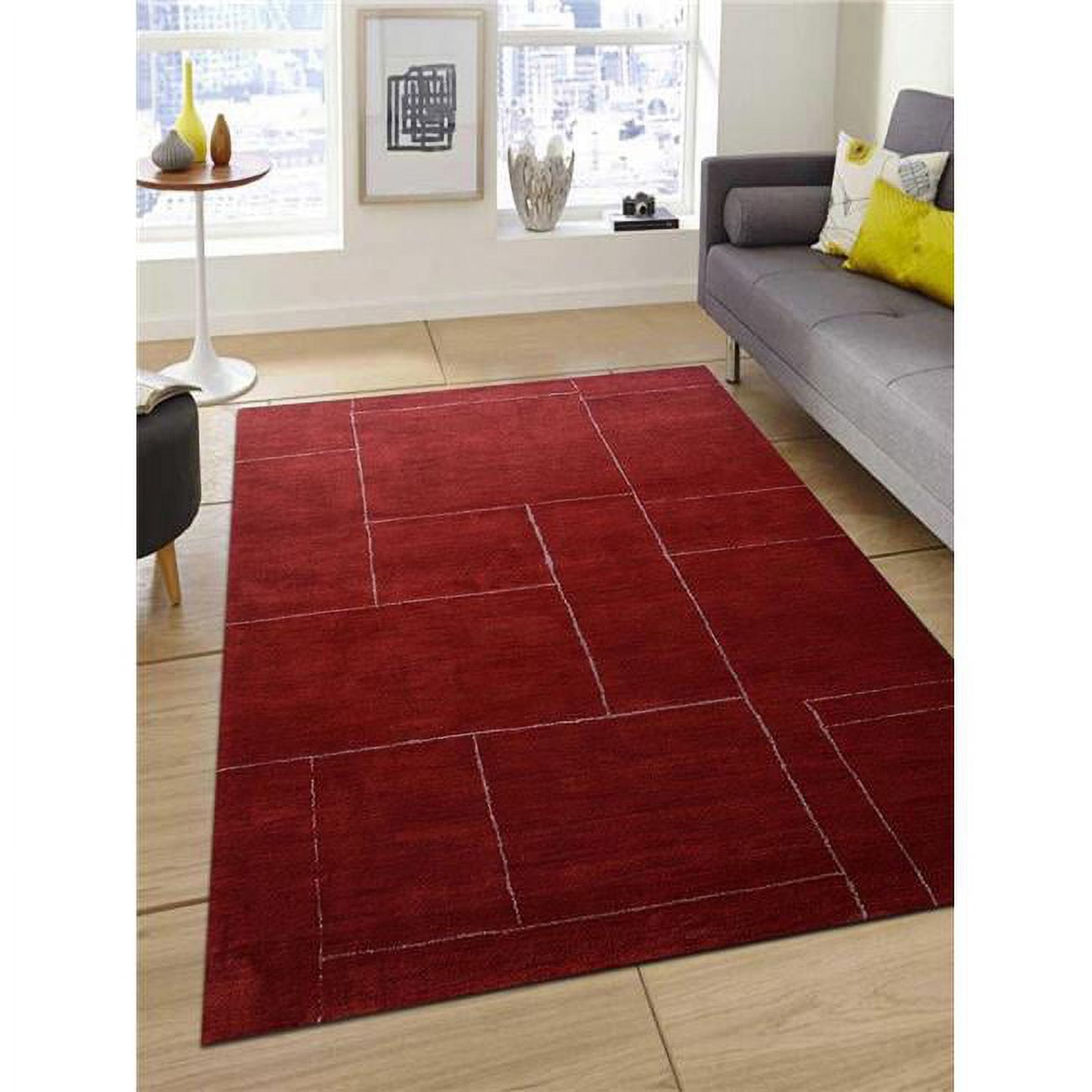 6 x 9 ft. Hand Knotted Gabbeh Silk Geometric Rectangle Area Rug, Red ...