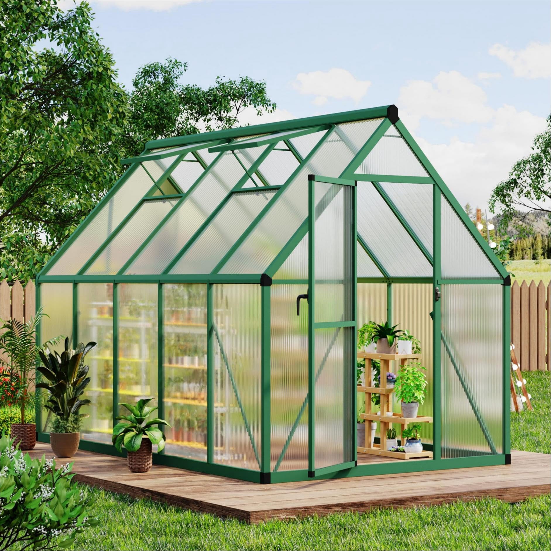 6 x 9 ft Outdoor Greenhouse,Large Walk-in Green House,Polycarbonate ...