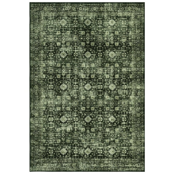 6 x 9 ft Polyester Wool Spinning Green Rectangular Hallway Bathroom ...