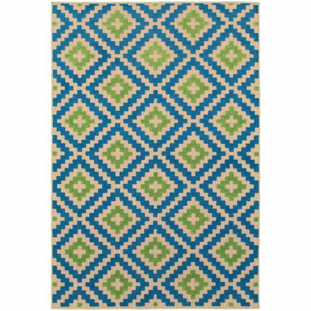 6 x 9 ft. Sand Geometric Stain Resistant Indoor & Outdoor Rectangle ...