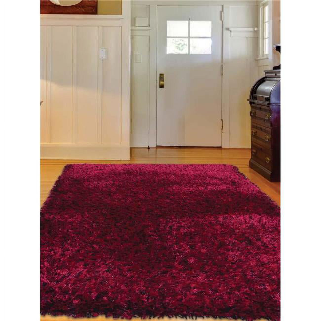 6 x 9 ft. Solid Hand Tufted Shag Polyester Rectangle Area Rug, Violet ...