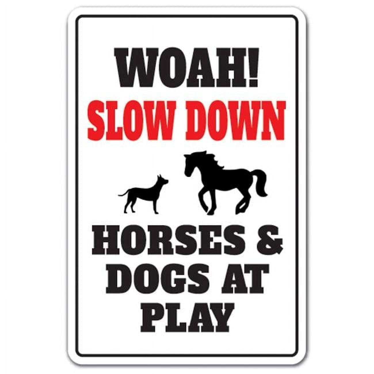 6 x 9 in. Slow Down Horses & Dogs At Play Decal - Animal Speed Limit ...