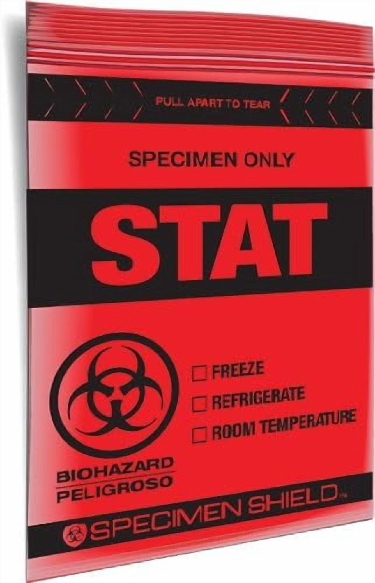 6" x 9" x 2 mil Red Plastic Zip Top Specimen Bag with Paperwork Pouch ...