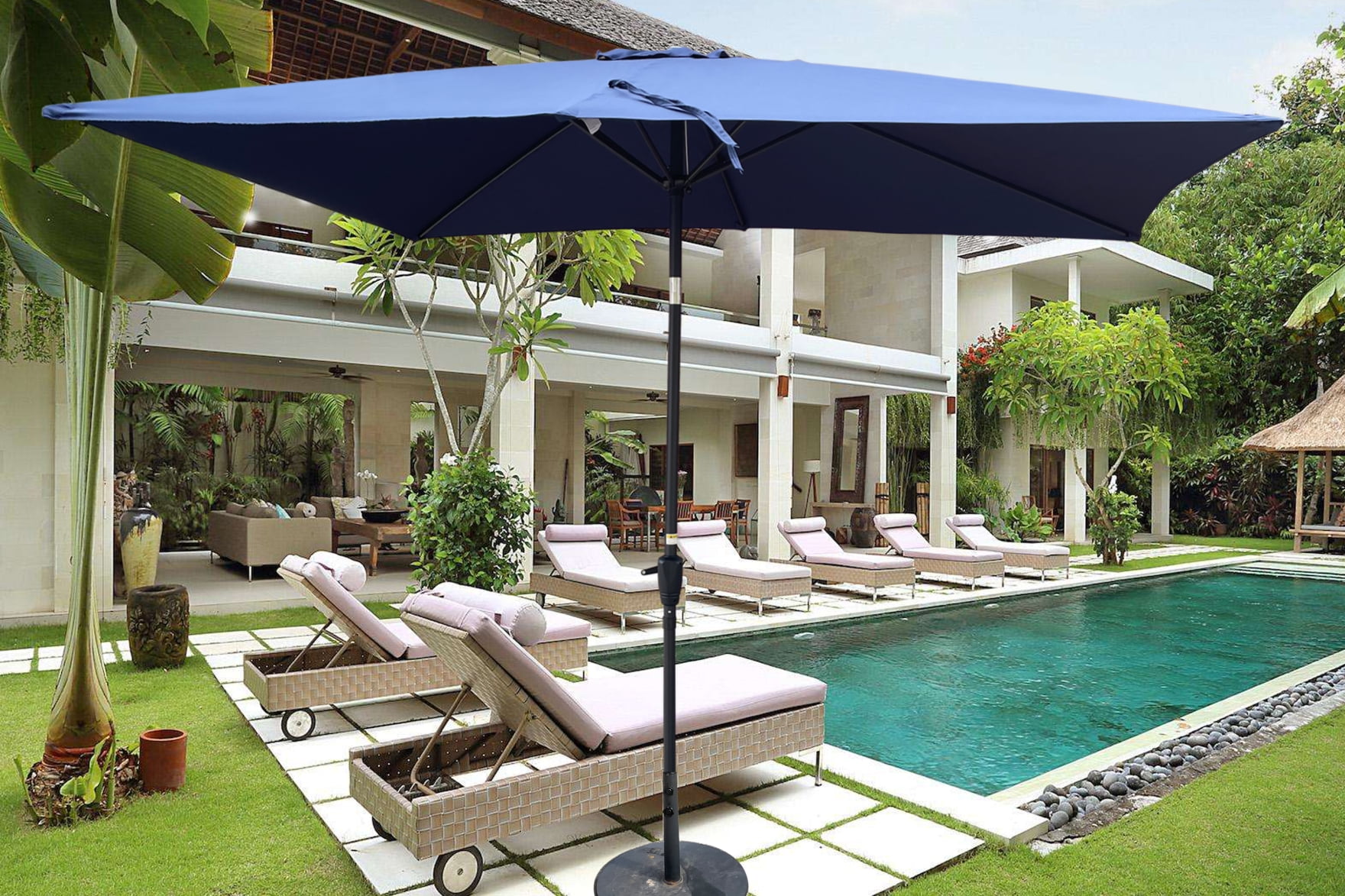 6 x 9ft Outdoor Patio Umbrella, Rectangular Waterproof Market Umbrella ...