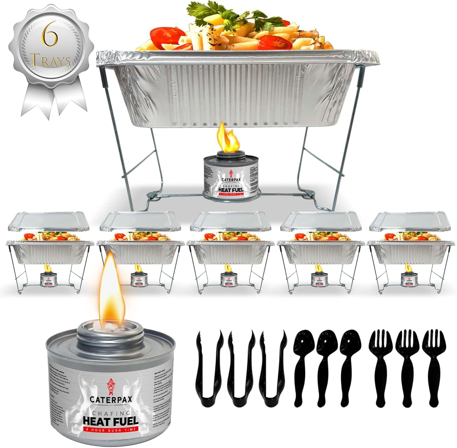 6 x Disposable Chafing Dish Buffet Set – Catering Food Warmers (39pcs ...