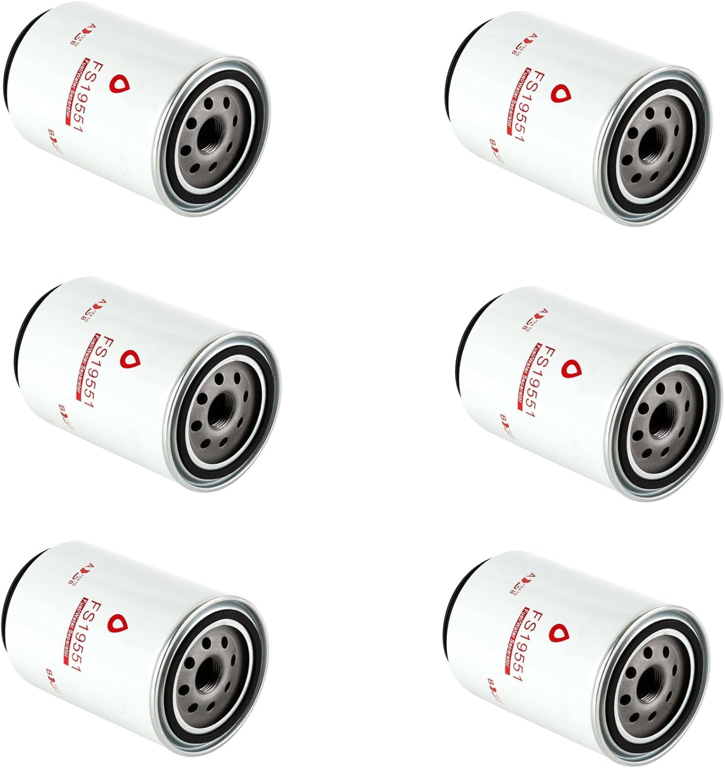 6X FS19551 Fuel Filter w/ Water Separator - Fits Volvo 3989632, Scania ...