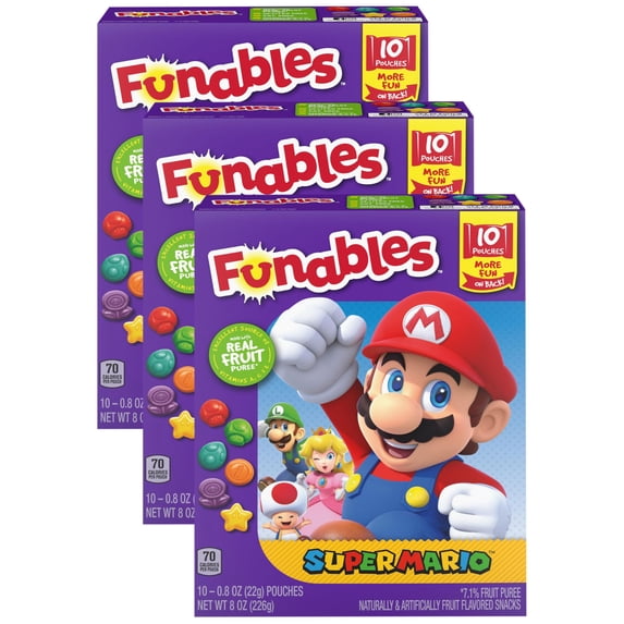 6 x - Funables Fruit Snacks, Super Mario Shaped Fruit Flavored Snacks ...