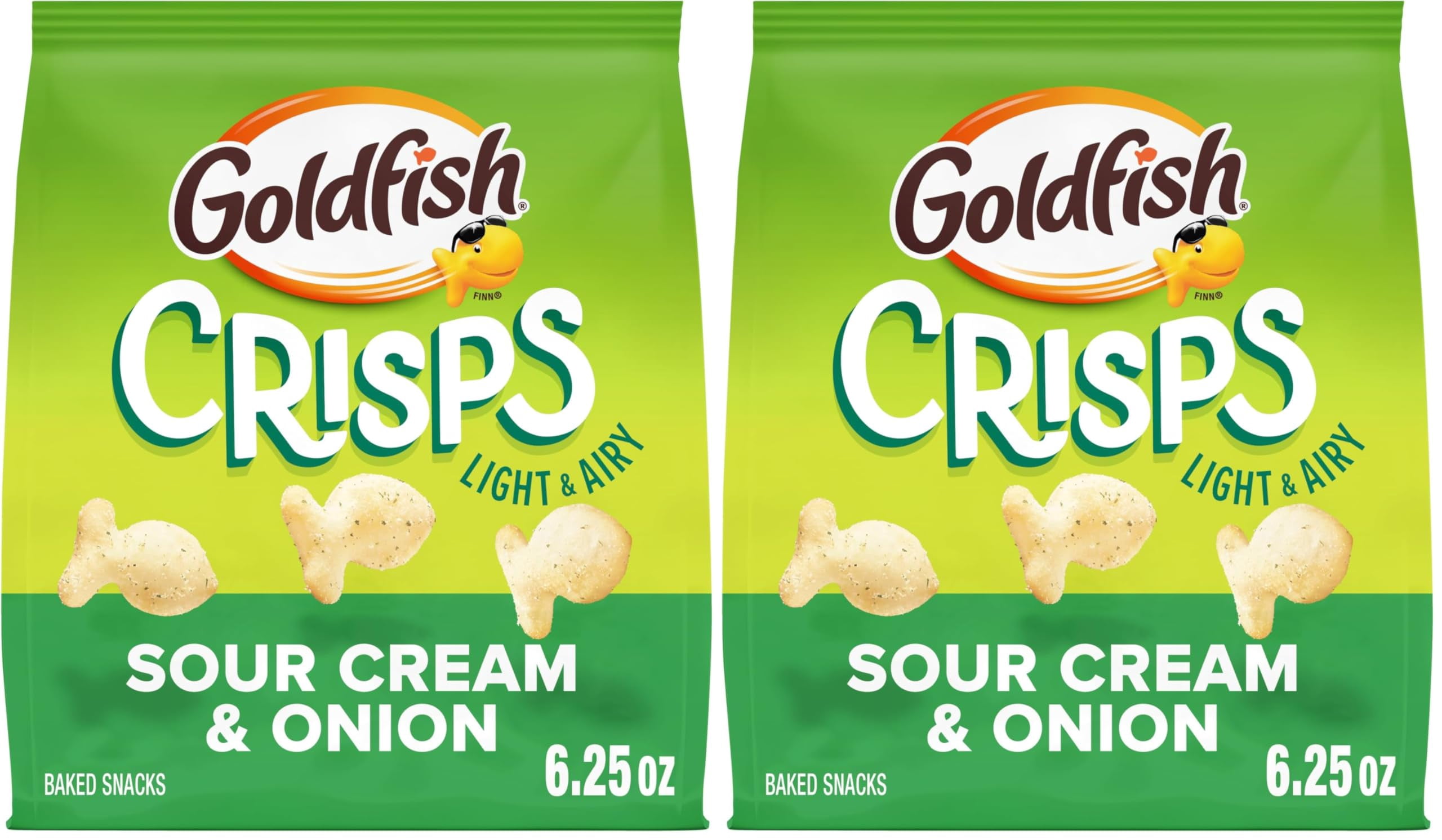 6 x - Goldfish Crisps Sour Cream & Onion Baked Chip Cracker Snacks, 6. ...