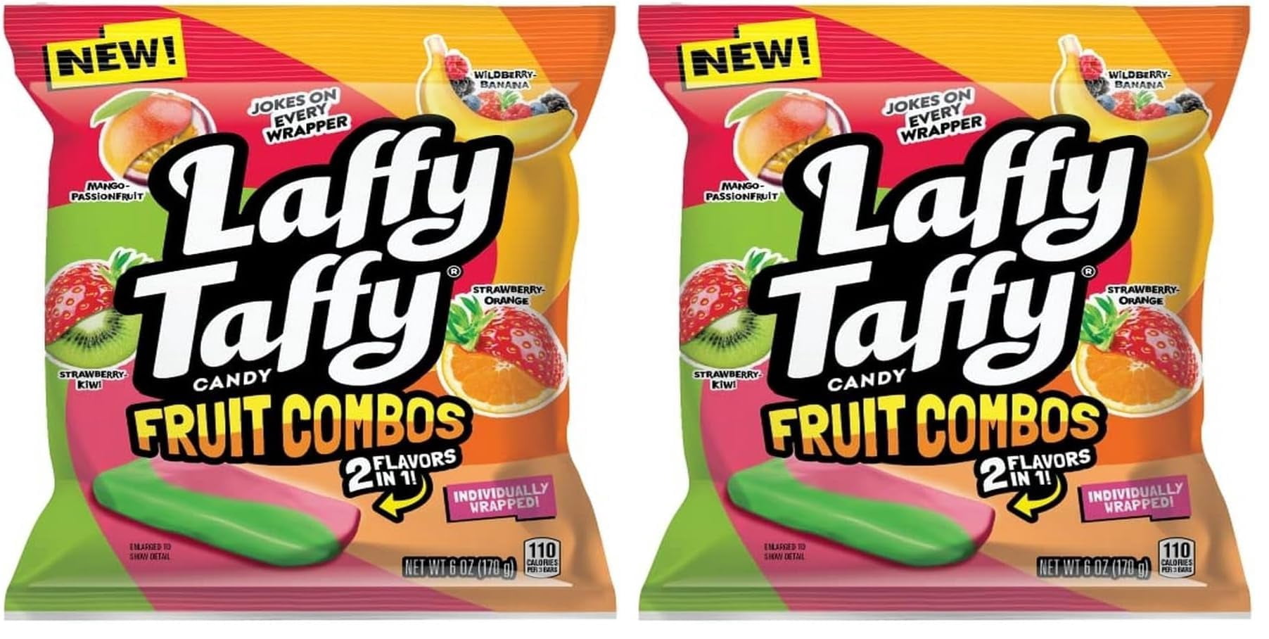 6 x - Laffy Taffy Candy, Fruit Combos, Individually Wrapped Mini Bars ...