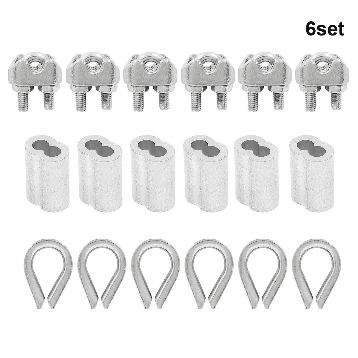 6 x M3 Wire Rope Cable Clips 6 x M3 Thimbles 6 x Crimping Loop Sleeves ...