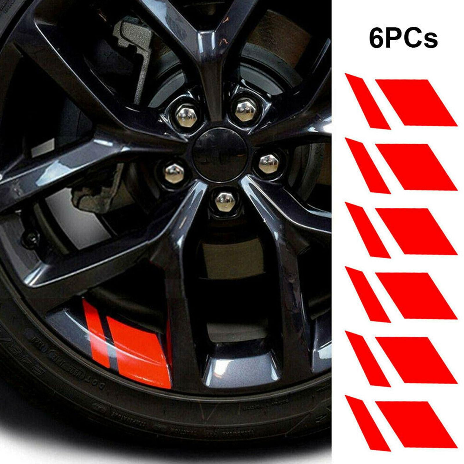 6 x Red Reflective Car Wheel Rim Vinyl Decal Stickers For 16"-21 ...